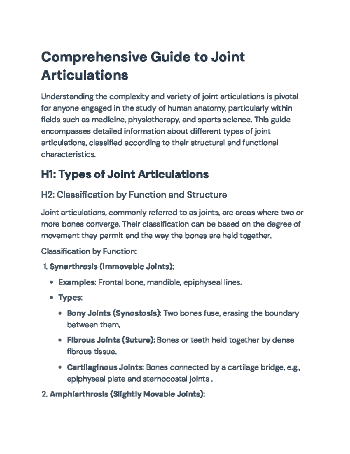 Comprehensive Guide to Joint Articulations in Human Anatomy ...