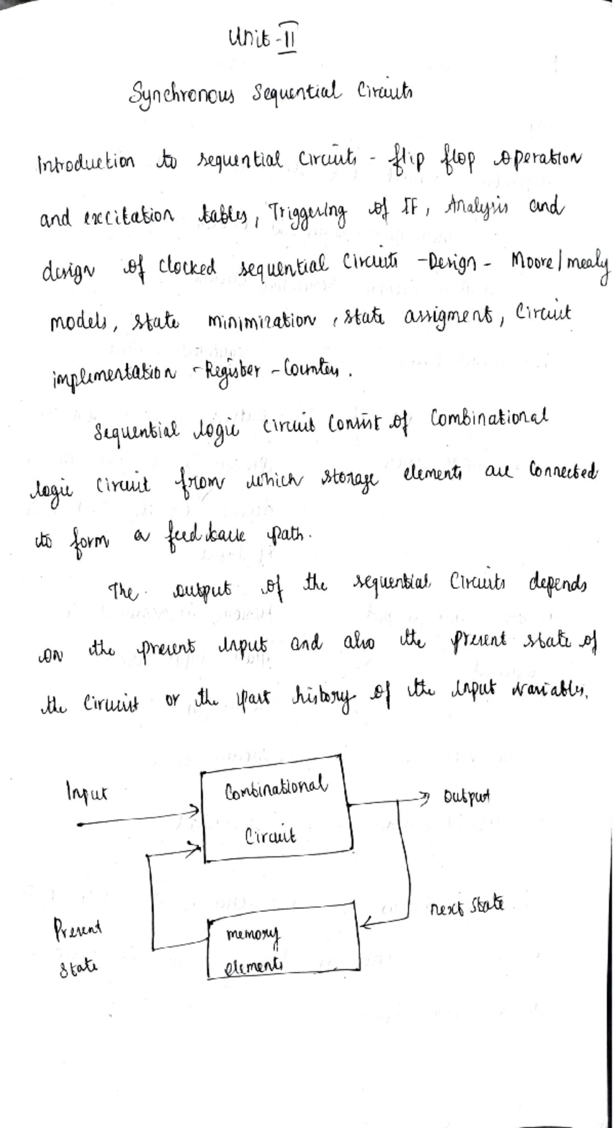 II - Unit 2 Notes on Synchronous Sequential Circuits and Flip-Flops ...