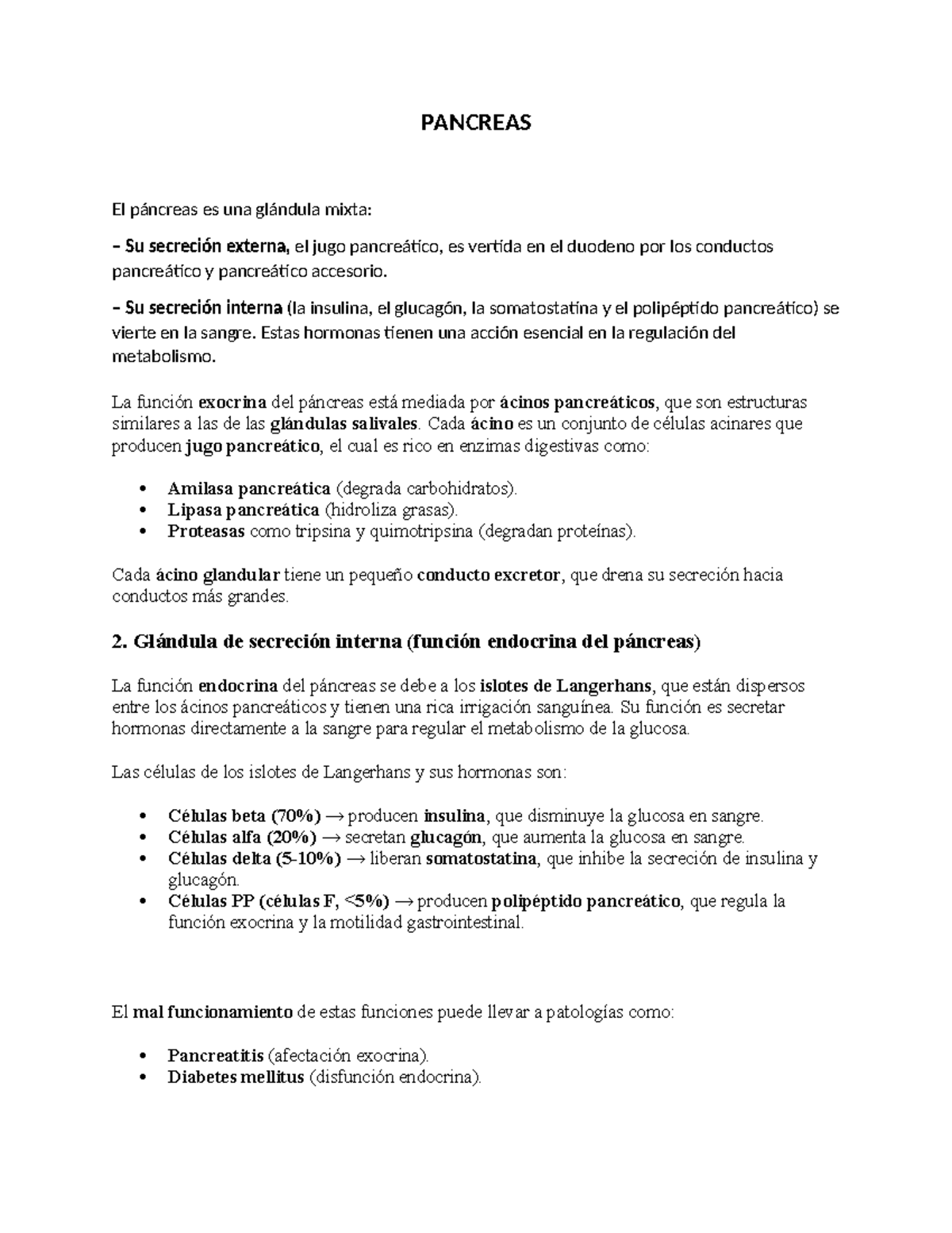 Pancreas apuntes - Resumen de Rouviere - PANCREAS El páncreas es una ...