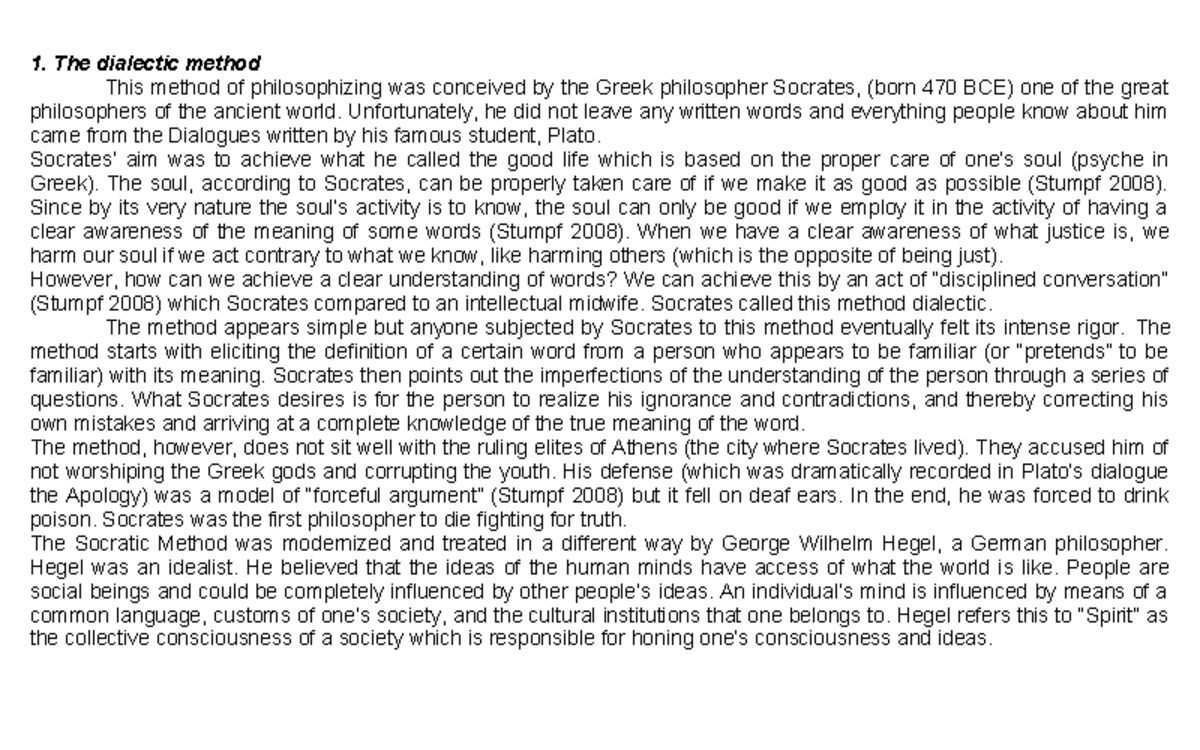 Methods of Philosophizing: Socratic, Phenomenological, and Existential - Studocu