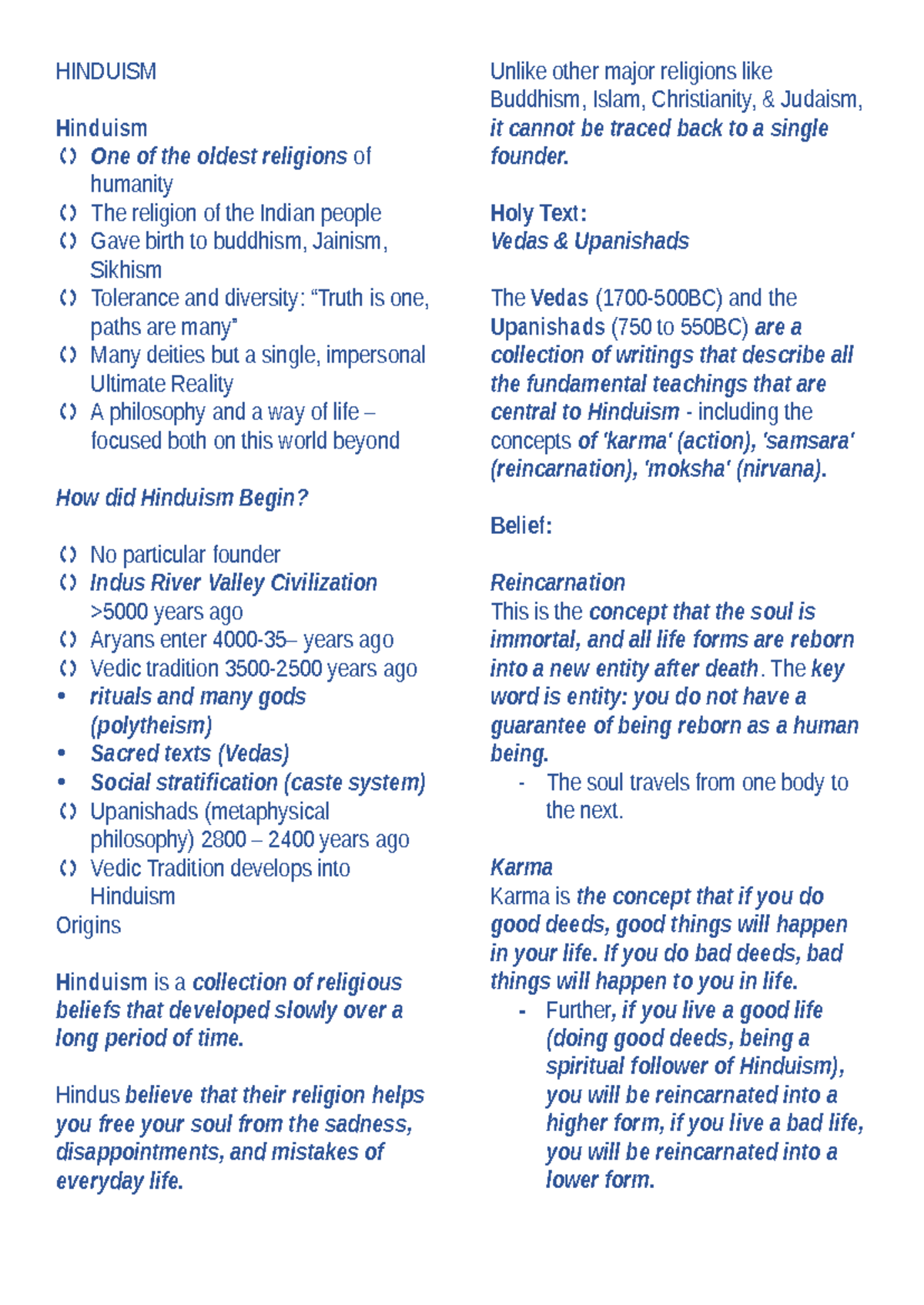 HINDU 101: Comprehensive Notes on Hinduism and Its Beliefs - Studocu