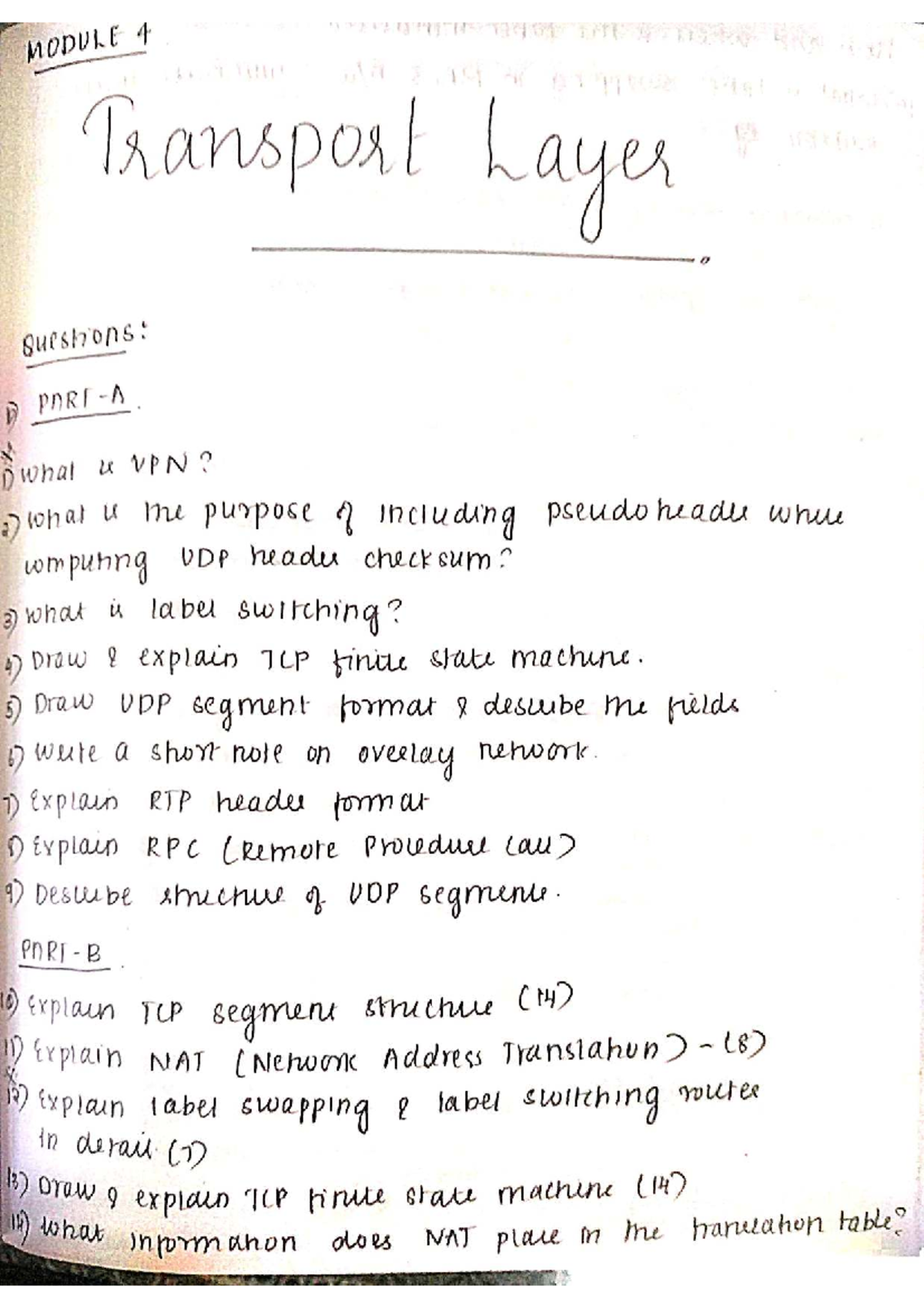 MODULE 4: Transport Layer Concepts and Questions (44444) - Studocu