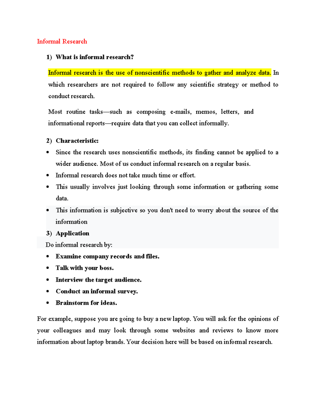 Informal Research Overview: Definition, Characteristics & Applications ...