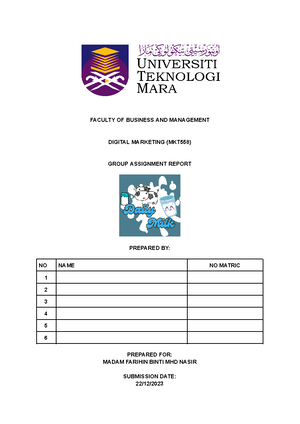 MKT558 Individual Assignment ( Report) - FACULTY OF BUSINESS AND ...