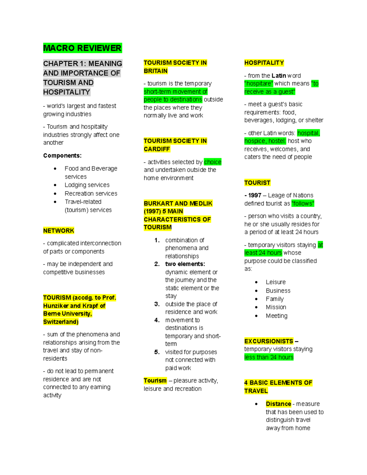 MACRO 101: Chapter 1 - Meaning & Importance of Tourism & Hospitality ...