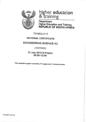 Engineering Science N2 April 19 - T630(E)(A2)T NATIONAL CERTIFICATE ...