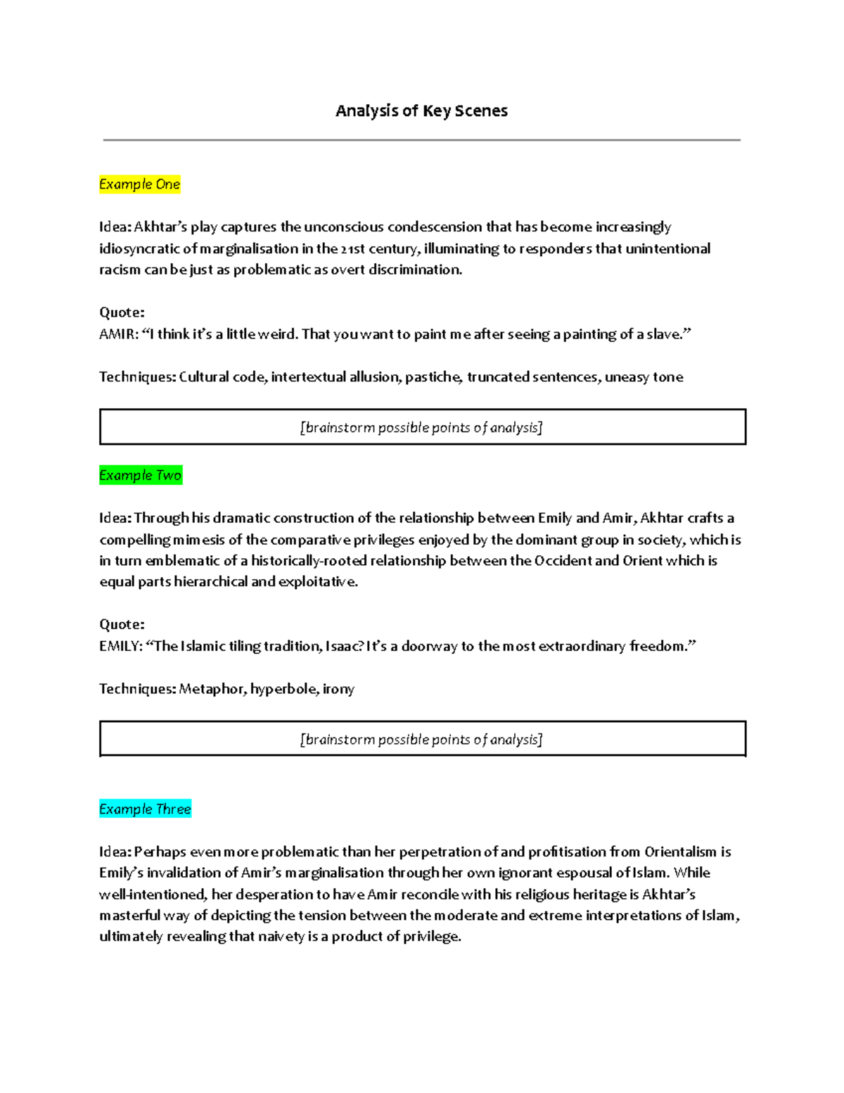 Key Scene Analysis of 'Disgraced' for Literature Course (ENG 201) - Studocu