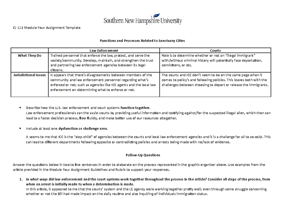 CJ 112 Allied Professionals Kelhi - CJ 112 Module Six Assignment ...