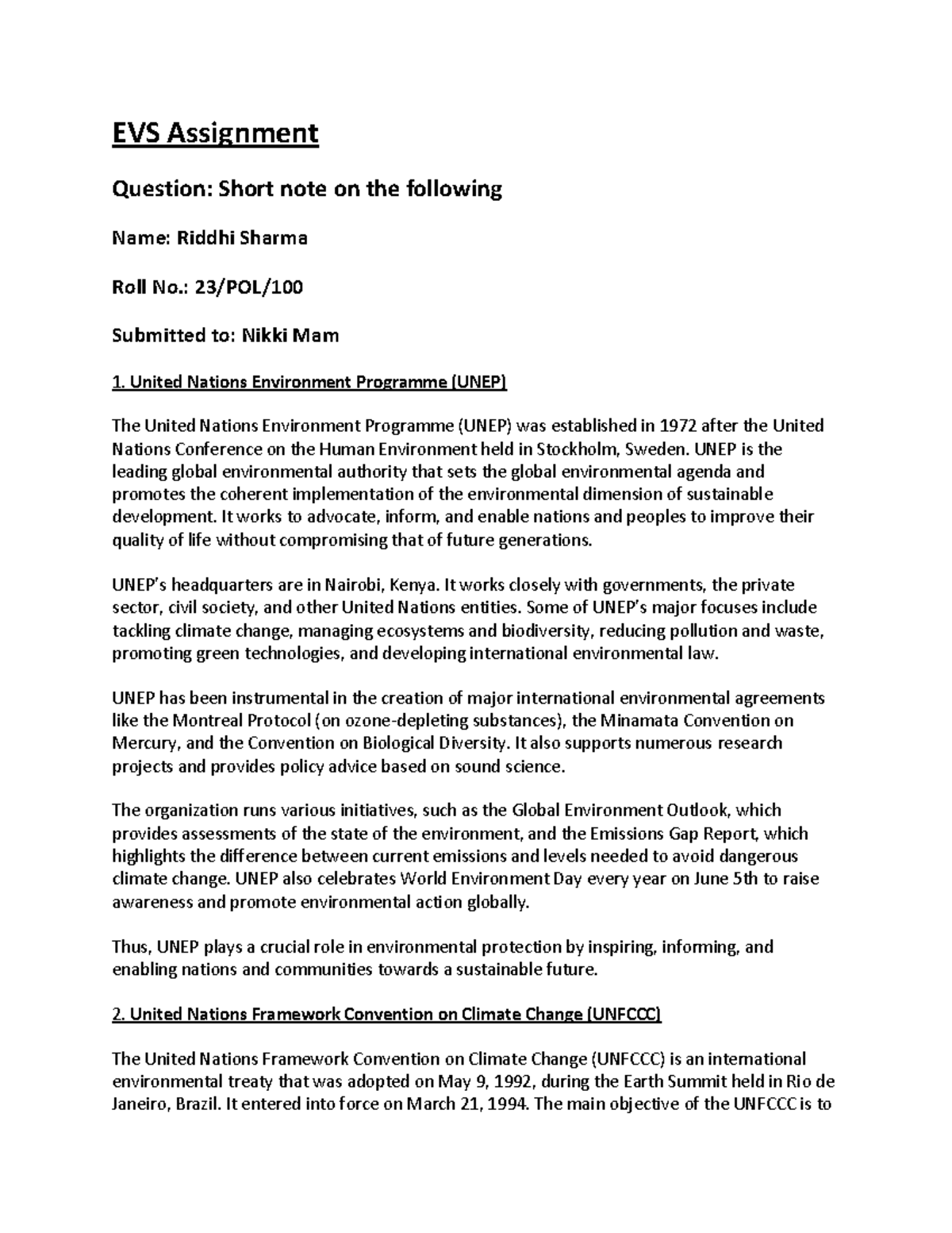 Evs-1 - practical file material - EVS Assignment Question: Short note ...