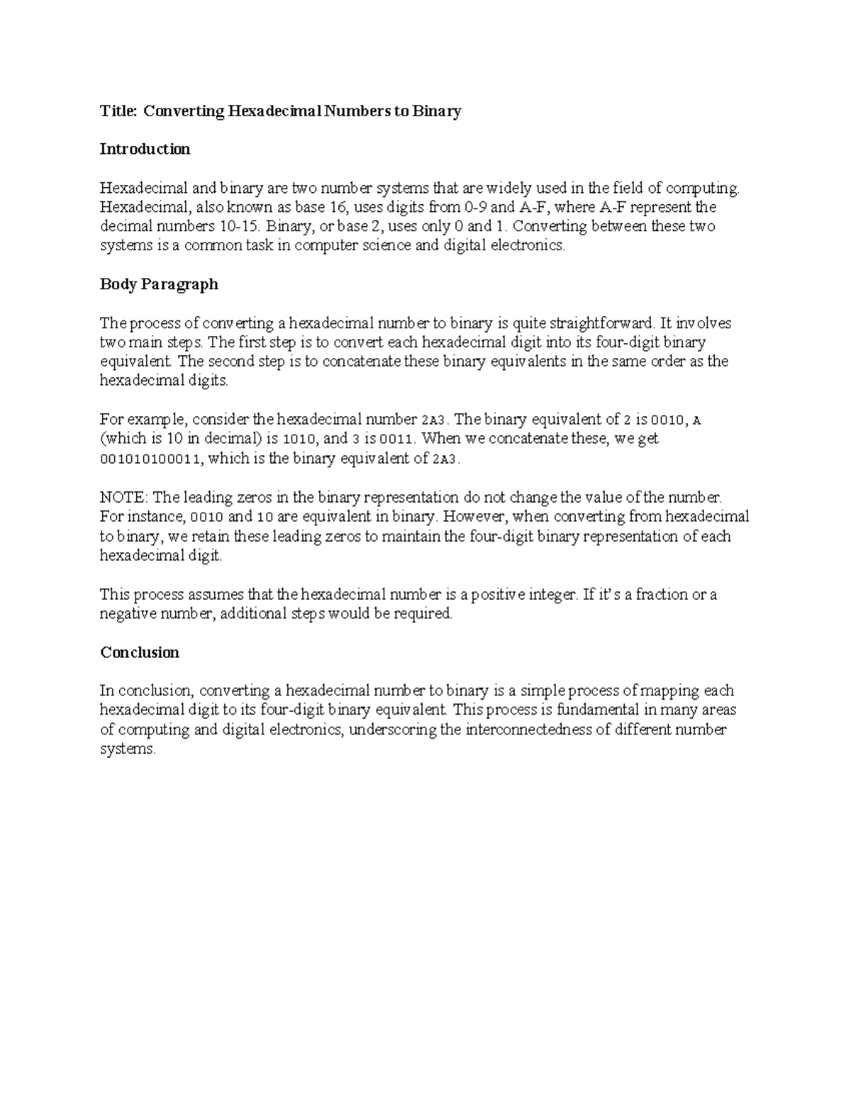 Title: CS101: Converting Hexadecimal to Binary Numbers Explained - Studocu