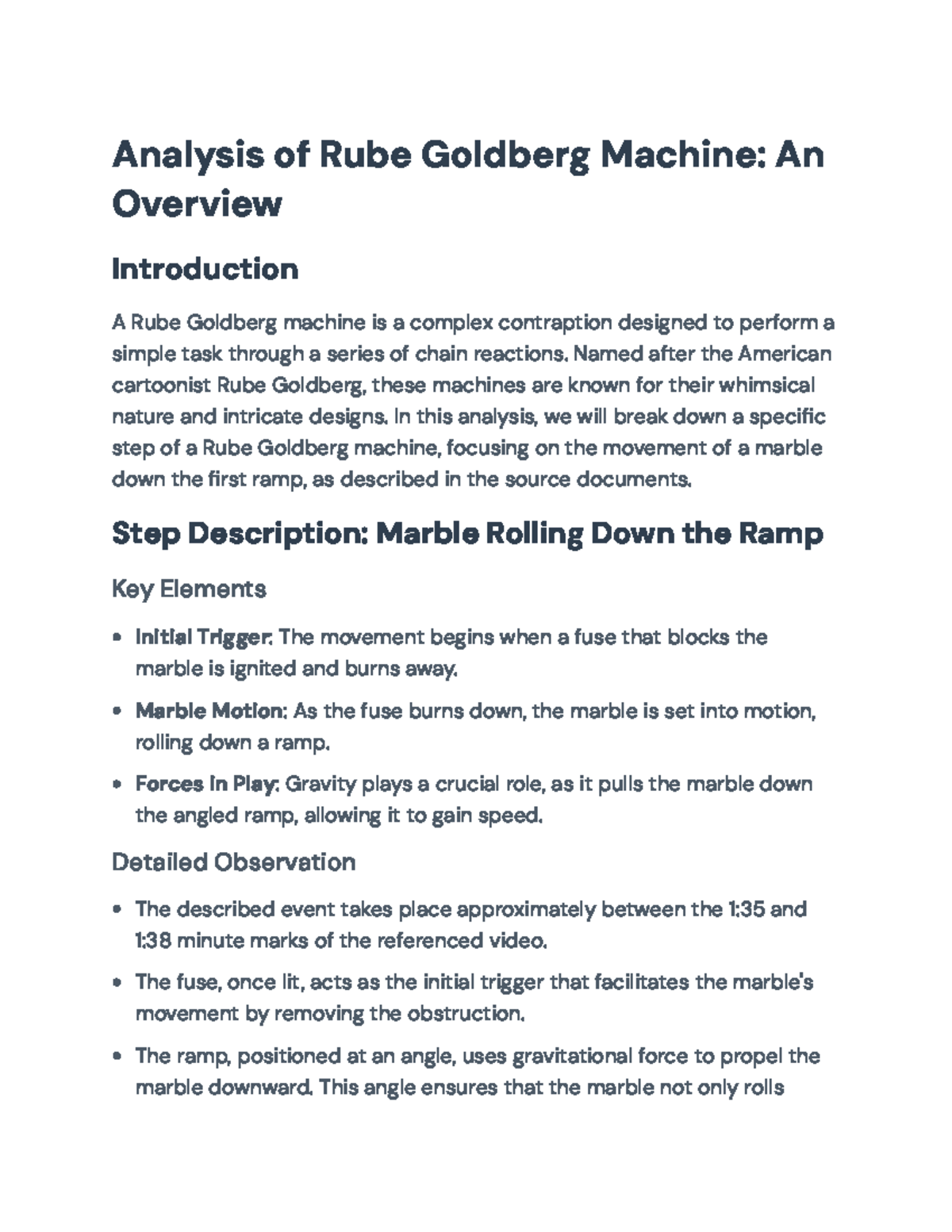 Rube Goldberg Machine Analysis: Marble Motion & Forces - Course Code ...