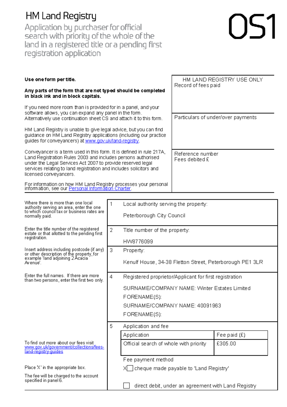 OS1 Example Form Guidance for Land Registry Applications - Studocu