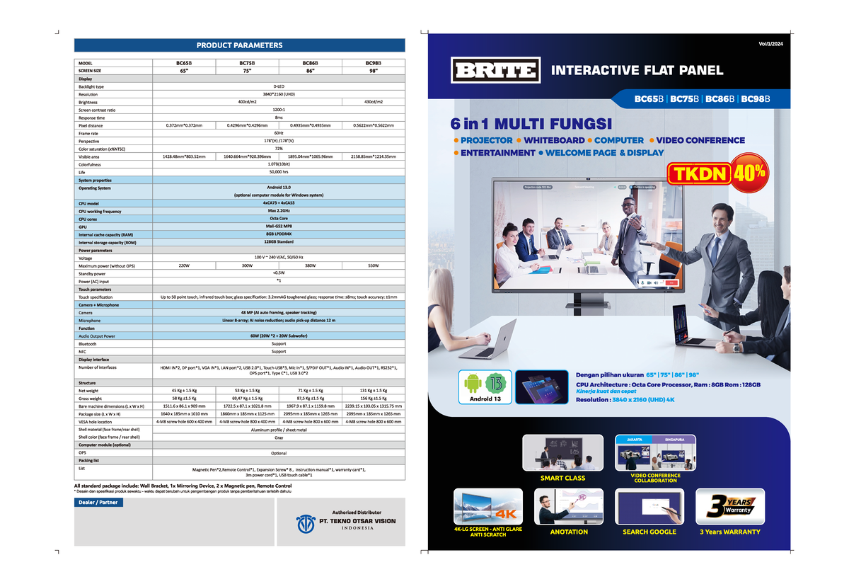Brite IFP BC Series Product Specs - Interactive Flat Panel Models - Studocu