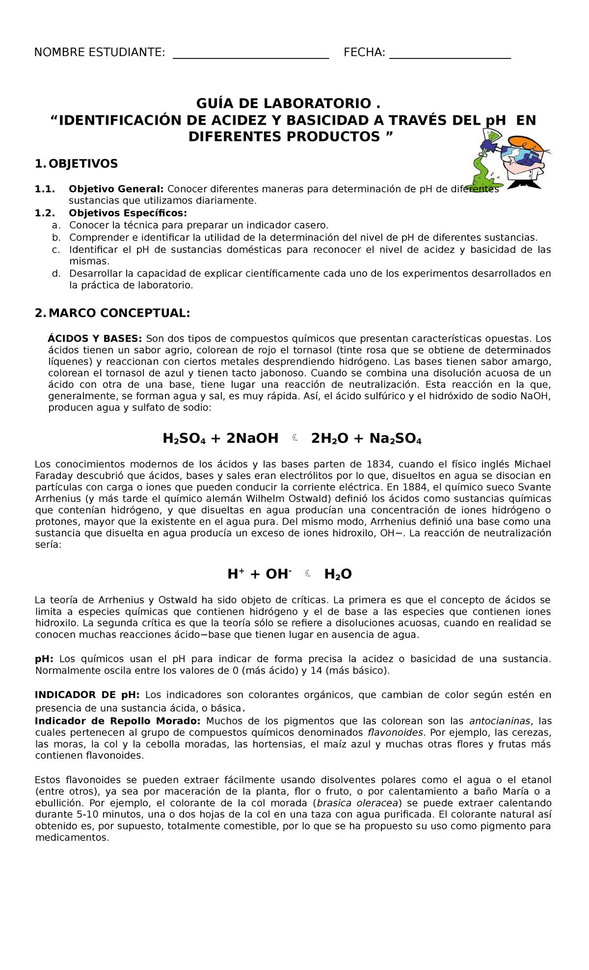 Guía de Laboratorio: Indicador de pH con Repollo Morado y ...