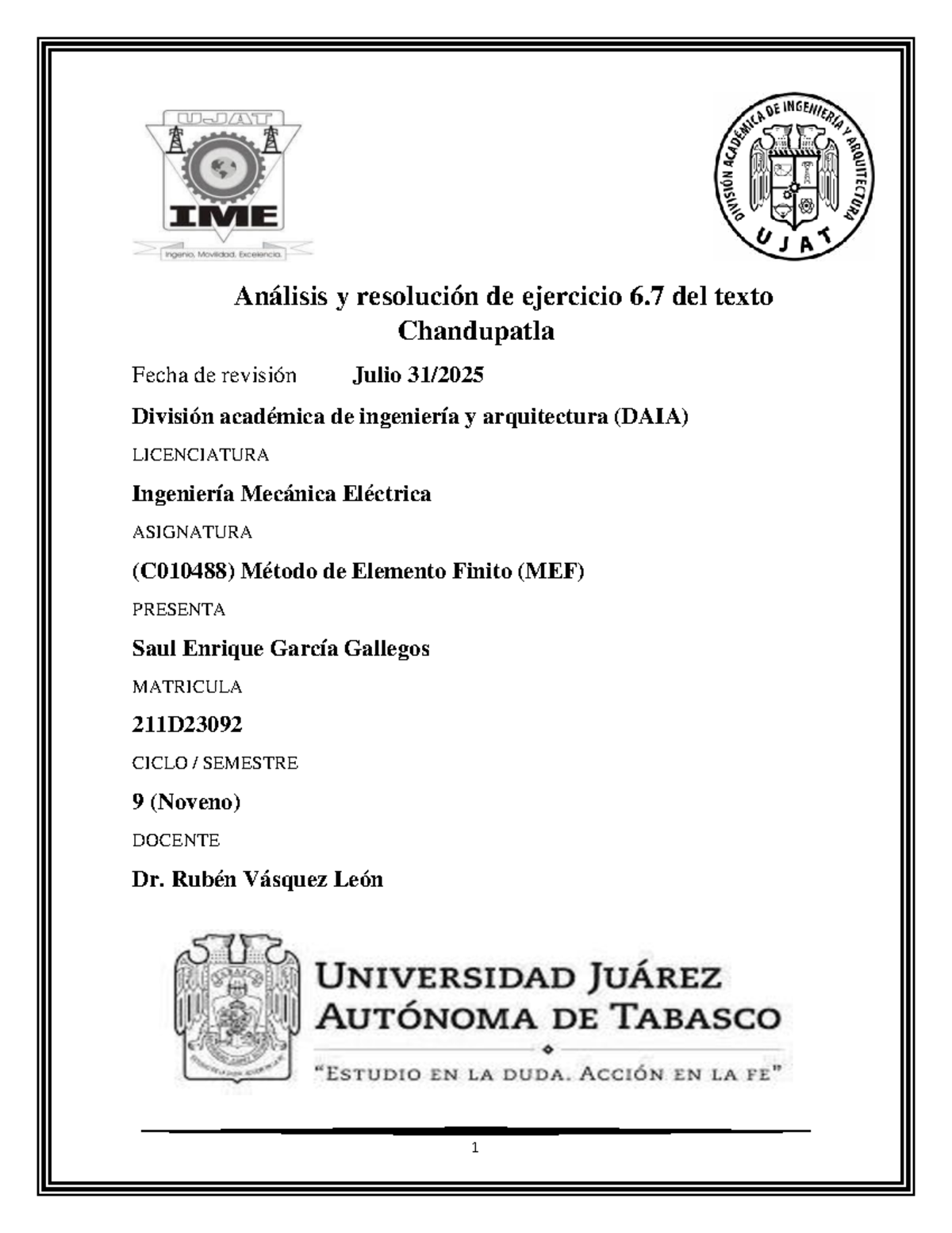 Tarea Especial 6: Análisis y Resolución del Ejercicio 6.7 (C010488 ...