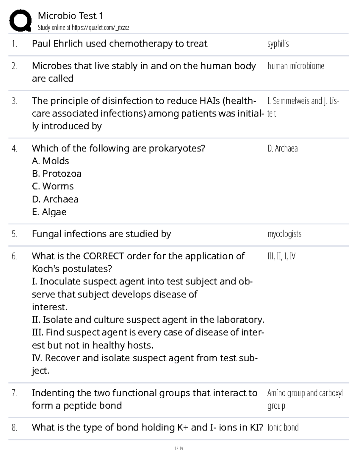 Microbio Test 1 Study Guide - Studocu