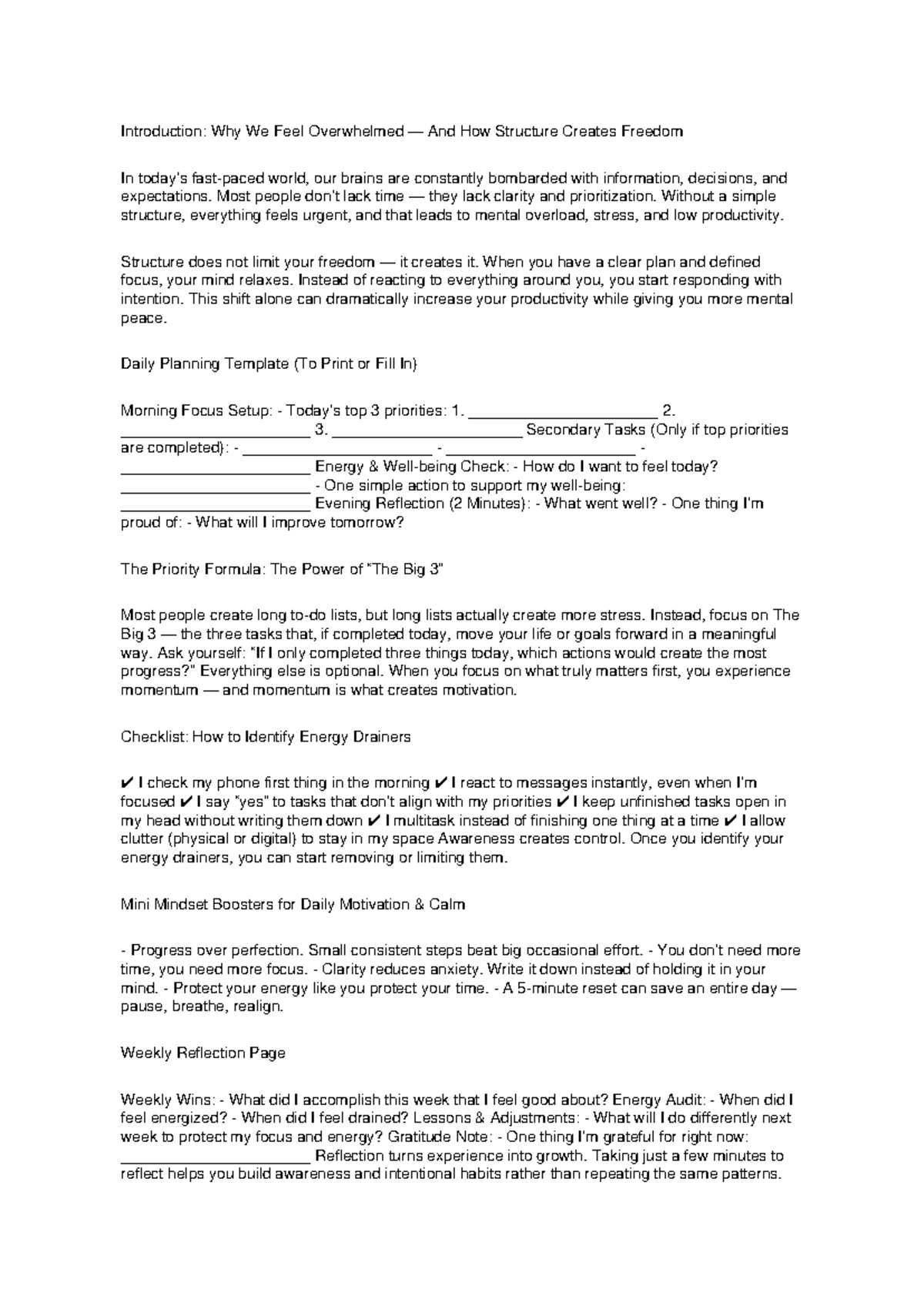 7-Day Focus Planner: Structure for Freedom and Productivity - Studeersnel