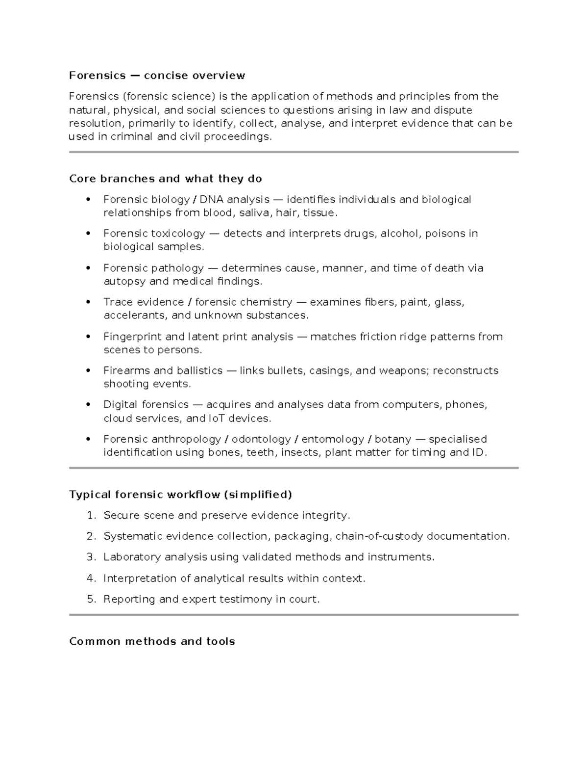 Forensic Science Overview: Key Concepts and Applications - Studocu