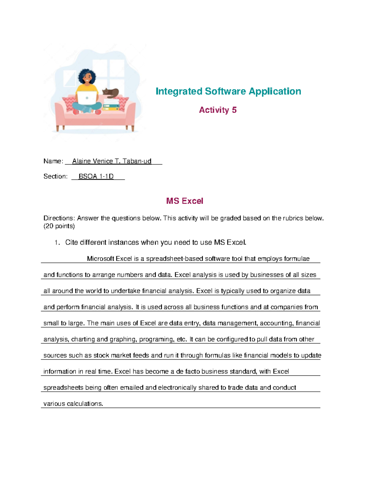 Integrated Software Application Activity 5 - Integrative Course - PUP ...