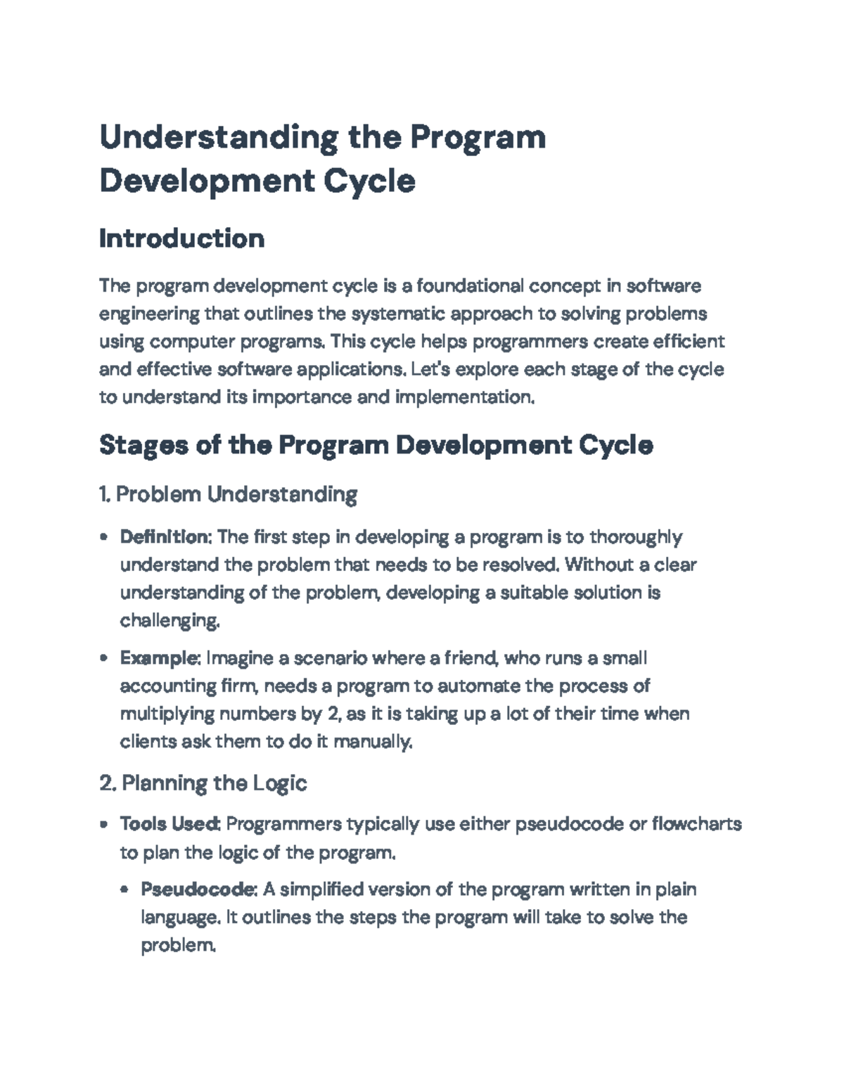 The Program Development Cycle: Key Steps in Software Engineering - Studocu