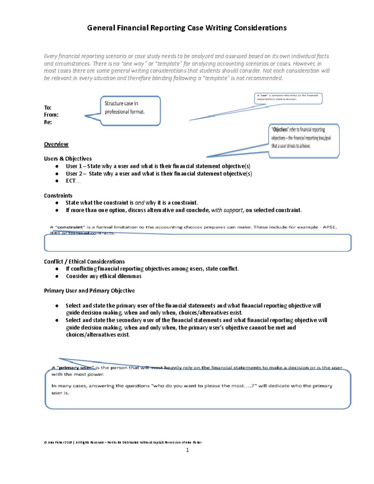ACTG2010 - Key Considerations for Financial Reporting Case Writing ...