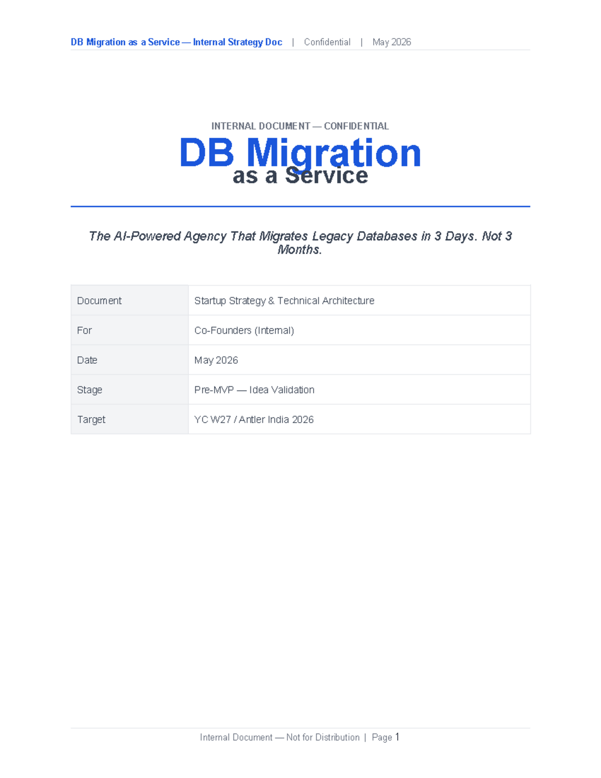 DB Migration as a Service: Internal Strategy Document (Confidential ...