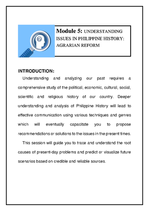 Module 1- Introduction to history - Subject: READINGS IN THE PHILIPPINE HISTORY Module 1 Date ...