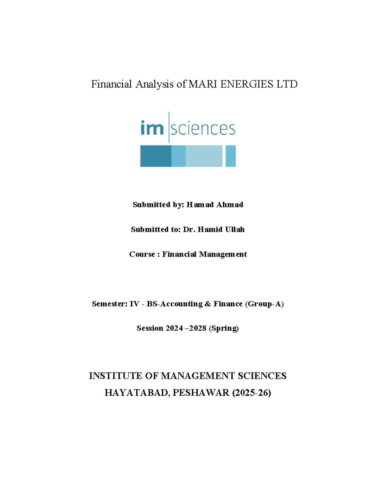 Financial Management Analysis of MARI ENERGIES LTD - Spring 2024 - Studocu