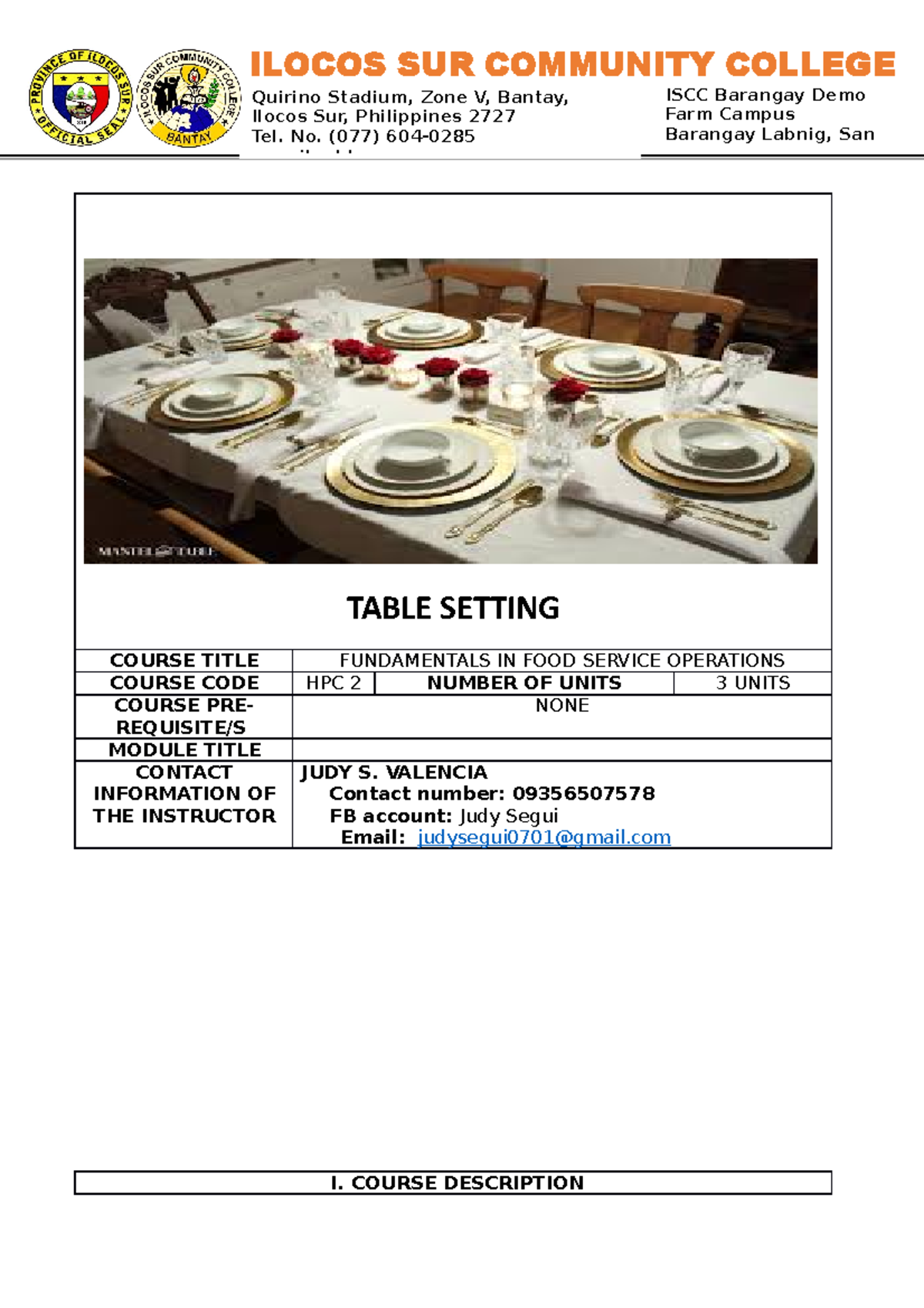 HPC 2 - Module 3 FBS: Comprehensive Lecture Notes on Table Setting ...