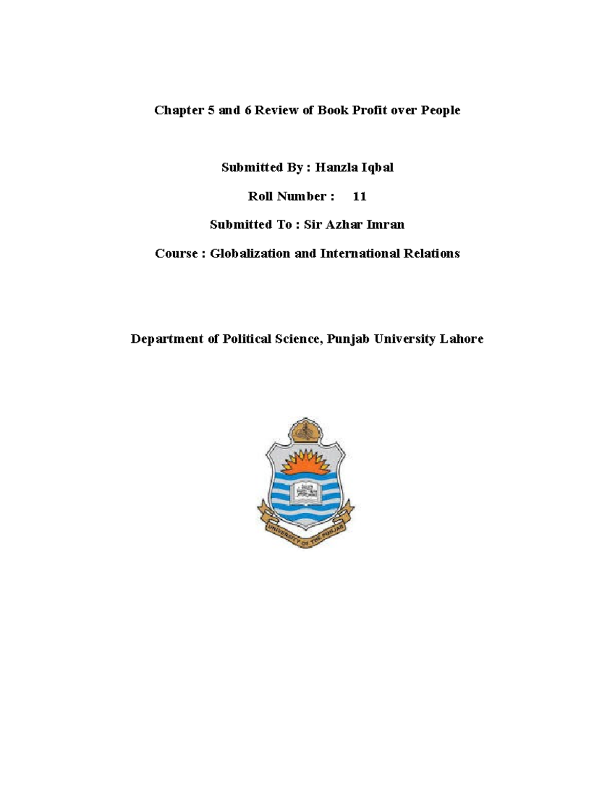 Chapter 5 and 6 Review of Book Profit over People - Chapter 5 and 6 ...