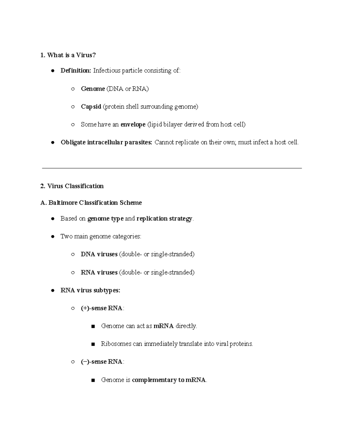Virology 101: Exam 1 Study Notes - Key Concepts & Classifications - Studocu