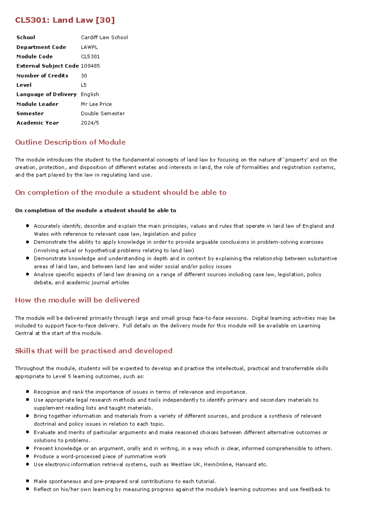 Year 2 Law Modules Overview: CL5301, CL5302, CL5318, CL5327 - Studocu