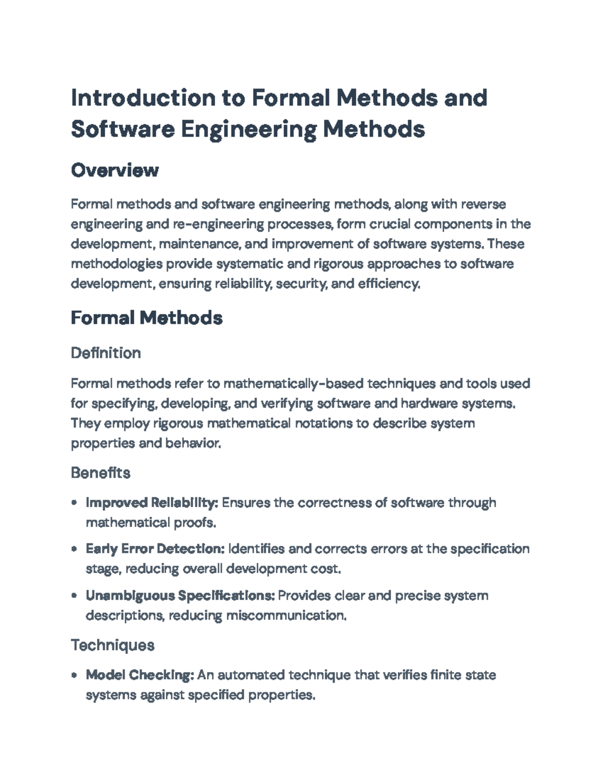 Formal Methods and Software Engineering Techniques: Overview and ...