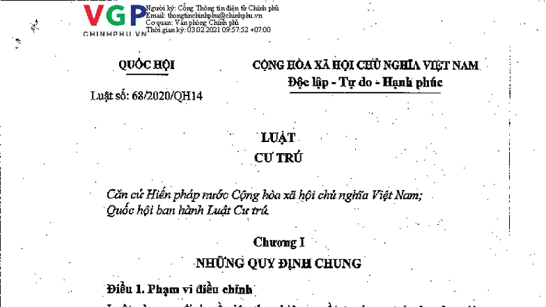 Luat Cu tru 2020 - Luật Cư trú 2020 - Luật dân sự - Người ký: Cổng ...