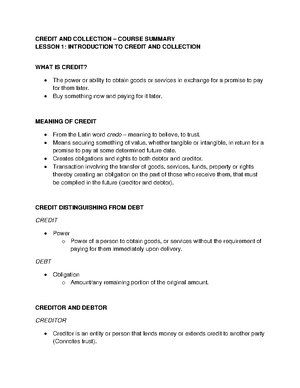 Types And Classification of Credit - Chapter II Types And ...