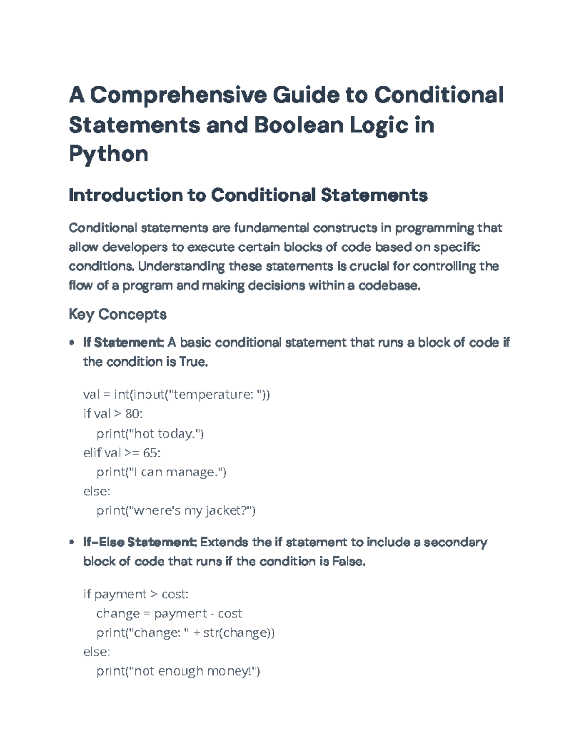Comprehensive Guide to Conditional Statements & Boolean Logic in Python - A Comprehensive Guide ...