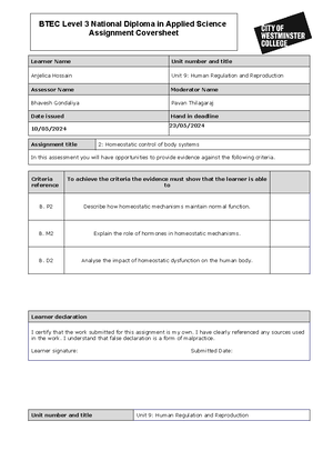 Unit 2 Assignment D - pass - Applied Science Assignment Coversheet ...