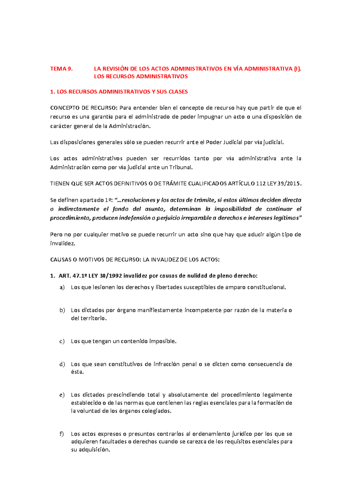TEMA 9: Recursos Administrativos y Clases de Revisión Administrativa ...