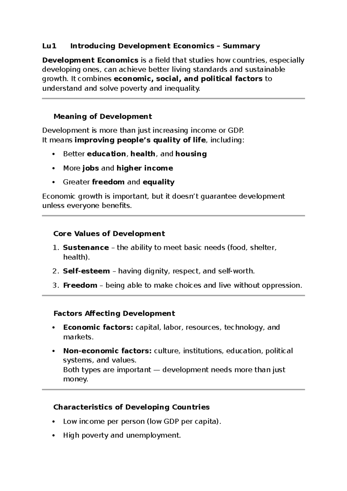Notes Lu1 🟩 Summary of Development Economics Concepts and Theories ...