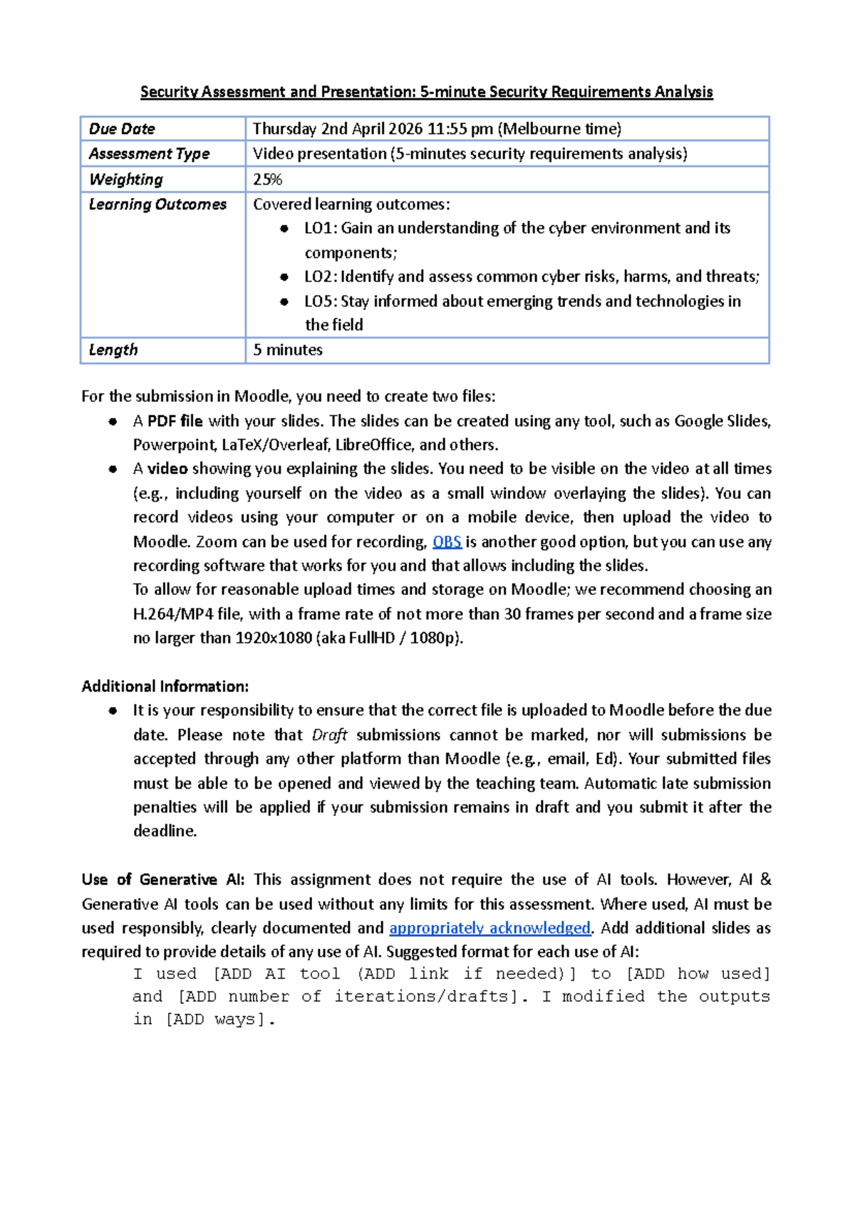 FIT1057 Security Requirements Analysis - Video Presentation Guide S1 ...
