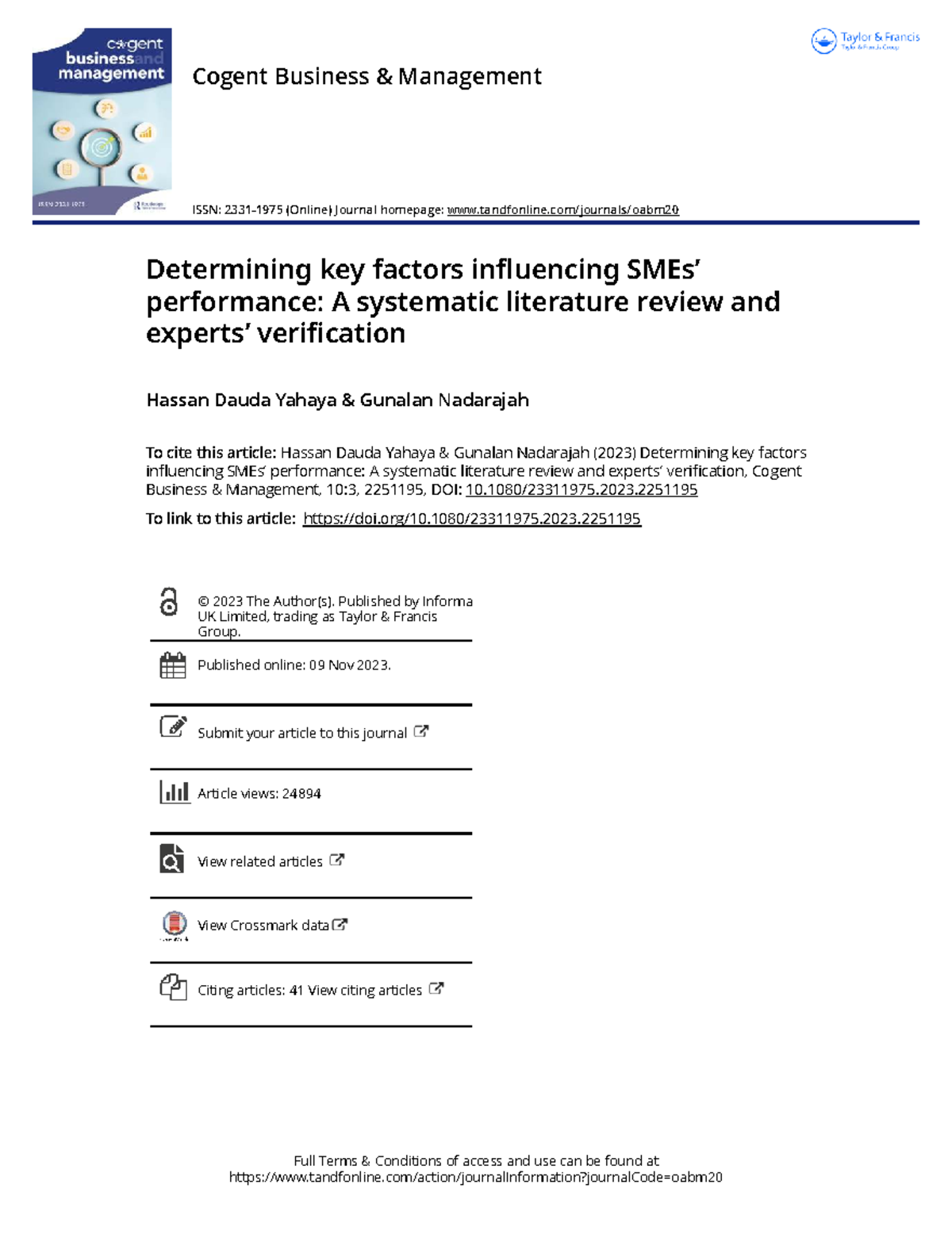 Determining Key Factors Influencing SMEs Performance: A Systematic ...
