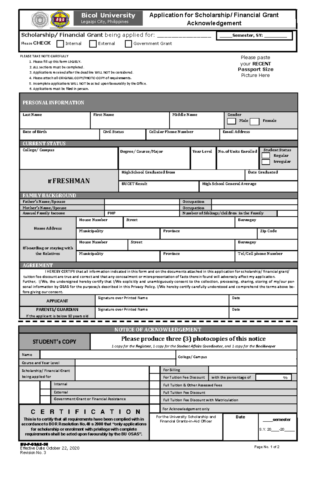 Scholarship-New-Form - Application for Scholarship/ Financial Grant ...