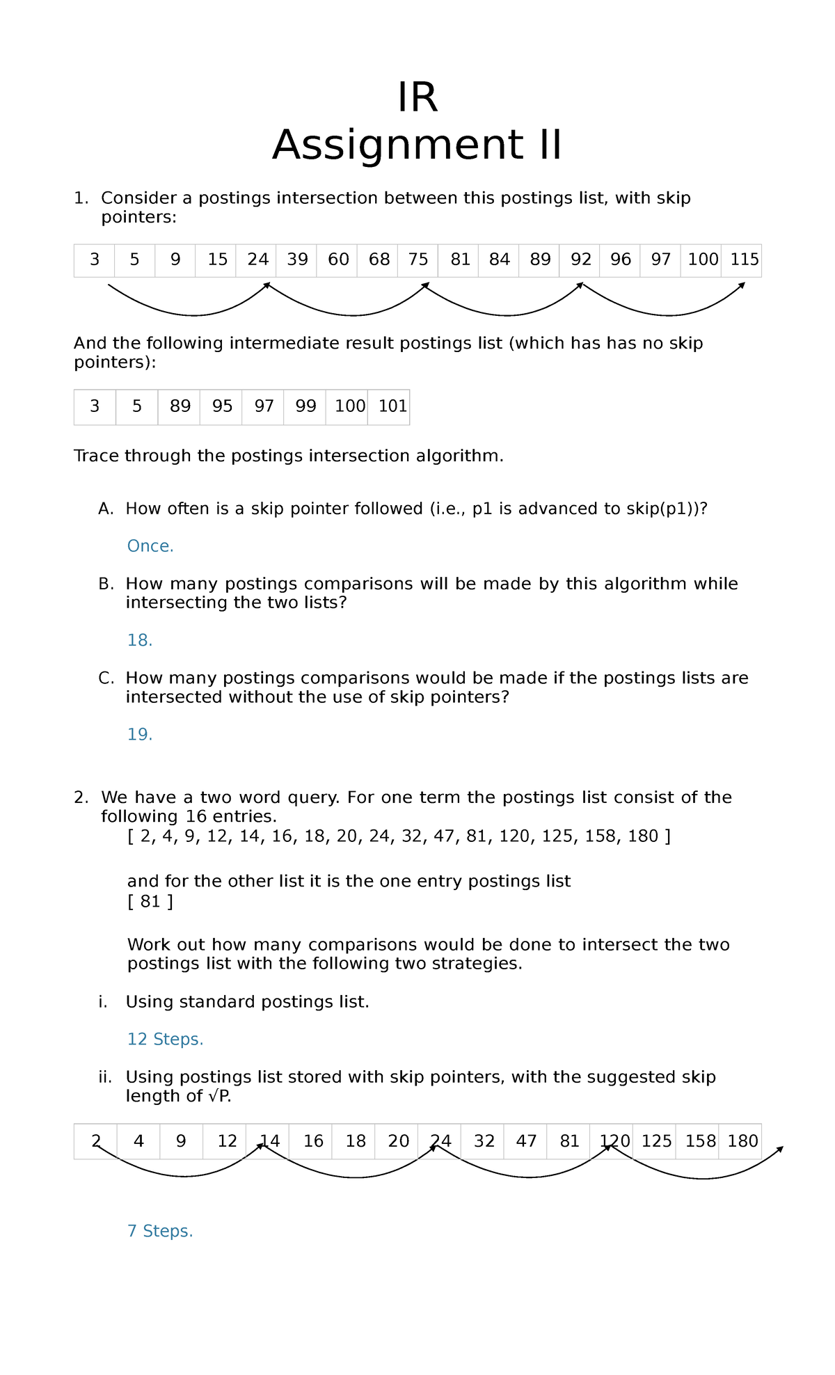 IR Assignment II - Lecture notes 1-3 - IR Assignment II Consider a ...