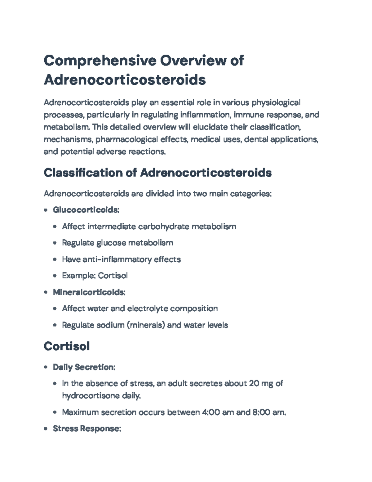 Comprehensive Overview of Adrenocorticosteroids - Medical and Dental ...