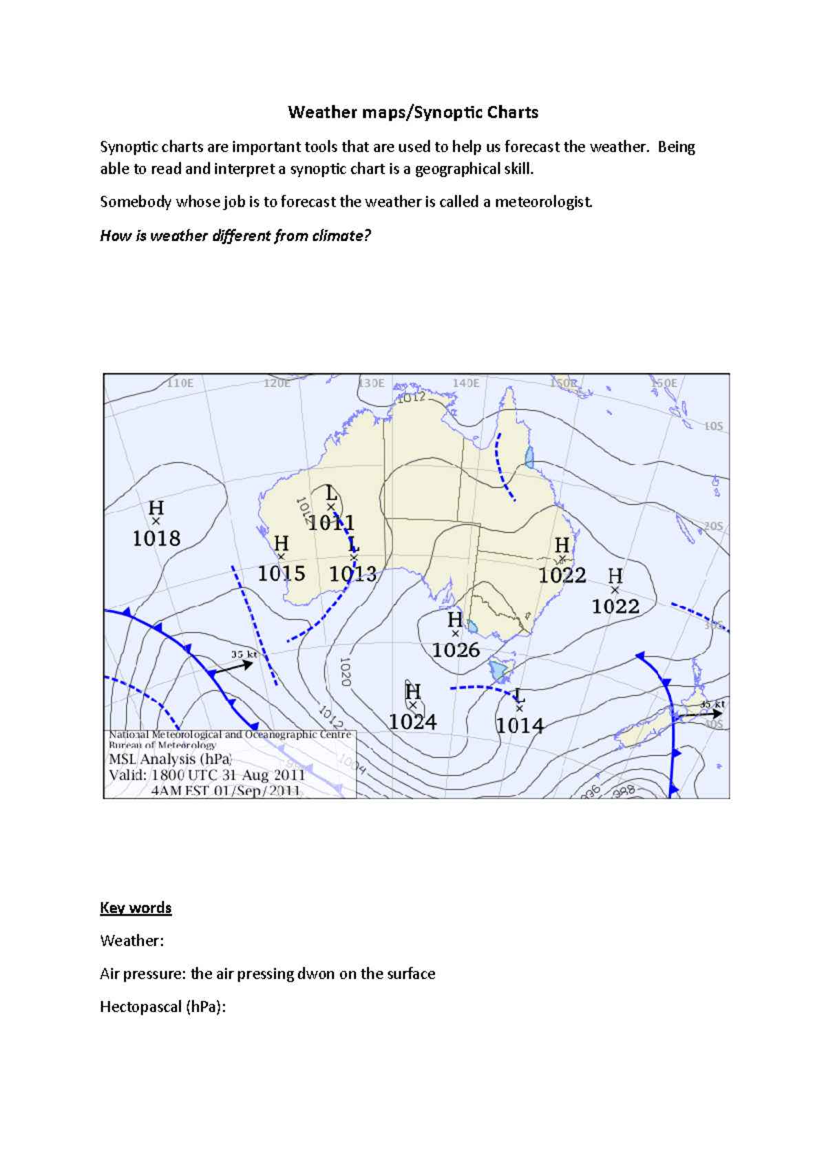 Weather Maps: Understanding Synoptic Charts for Forecasting - Studocu