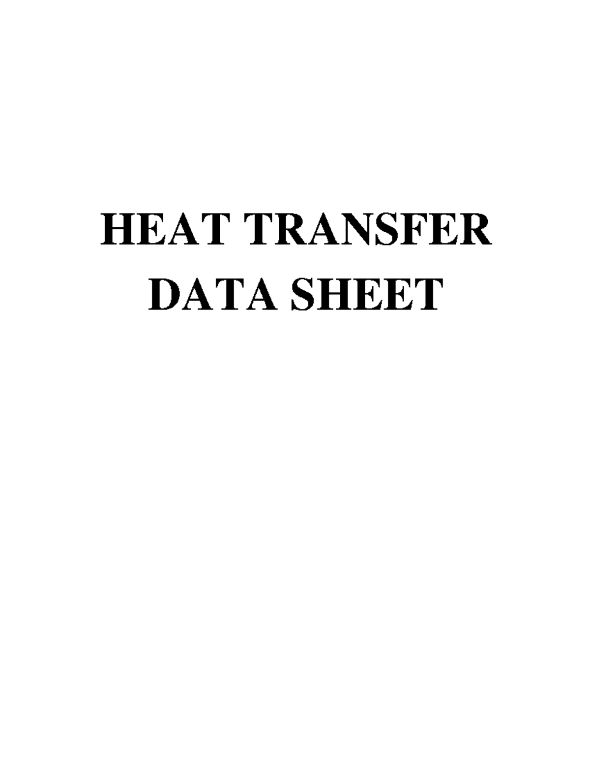 HEAT TRANSFER DATA SHEET: CONVECTION FUNDAMENTALS & ANALOGIES - Studocu