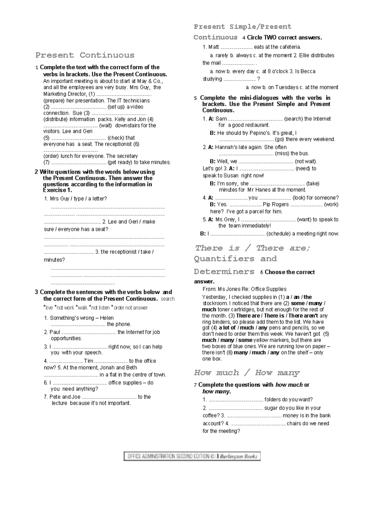 Grammar Basics 2 - Present Continuous Practice Exercises - Studocu