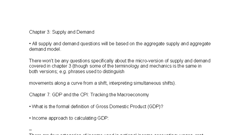 Macroeconomics 101: Supply, Demand, GDP & CPI Notes - Studocu