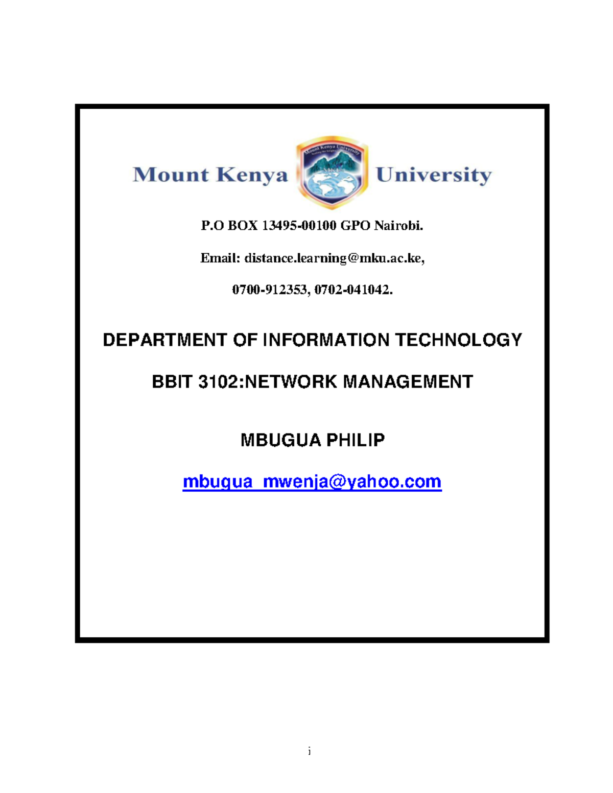 BBIT 3102: Network Management Course Notes and Outline - Studocu