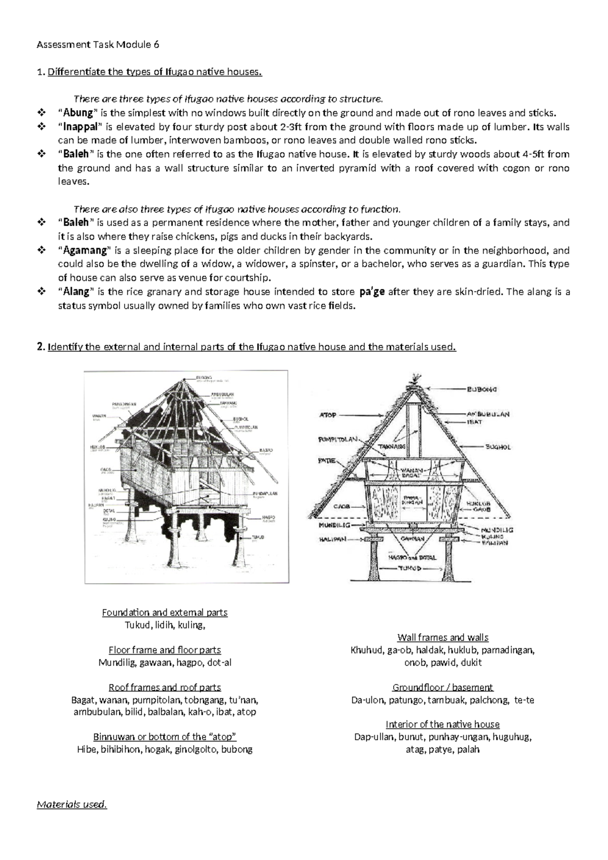 Ifugao Architecture: Types, Construction, and Gender Roles Analysis - Studocu